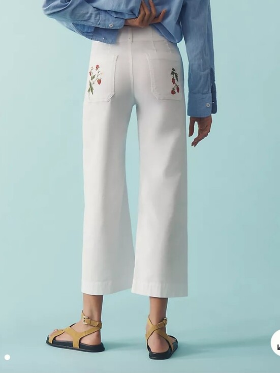 Maeve | Jeans | The Colette Magic Fabric Embroidered Crop Wideleg Pants ...